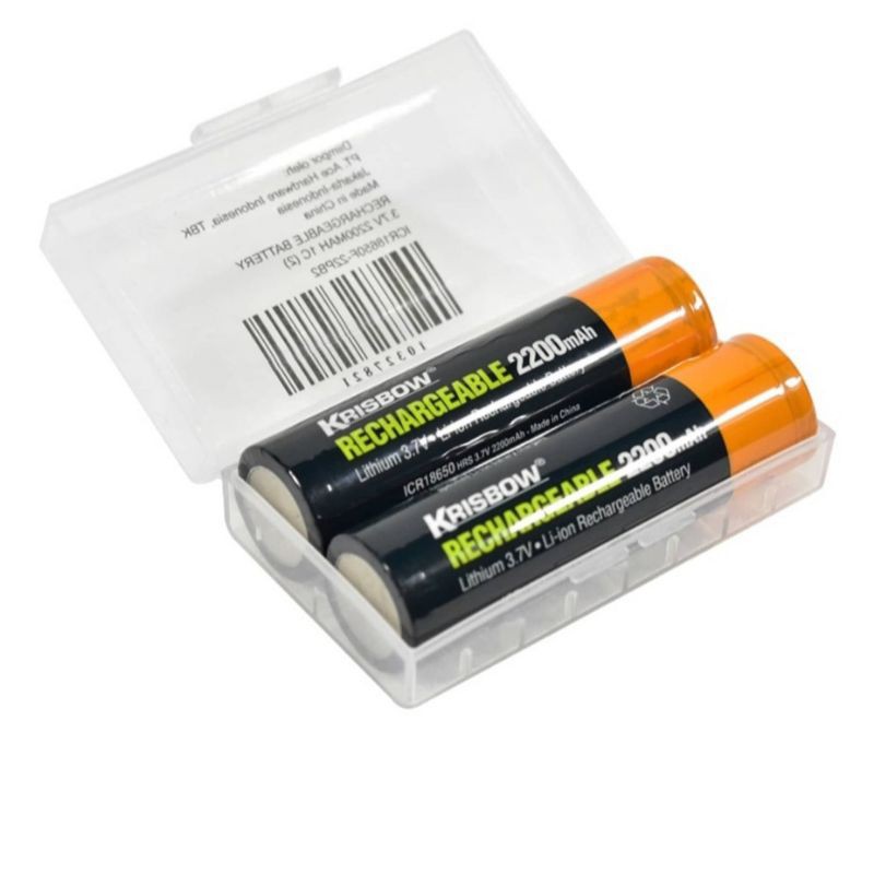 Krisbow Batrai Rechargeable 1c 3.7v 2200 Mah - battery 18650 - batre ...