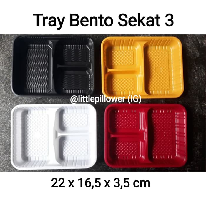 (Isi 25pcs)Tray Bento Sekat 3 Kuning/Bento box/Lunch Box bento/Mika ...