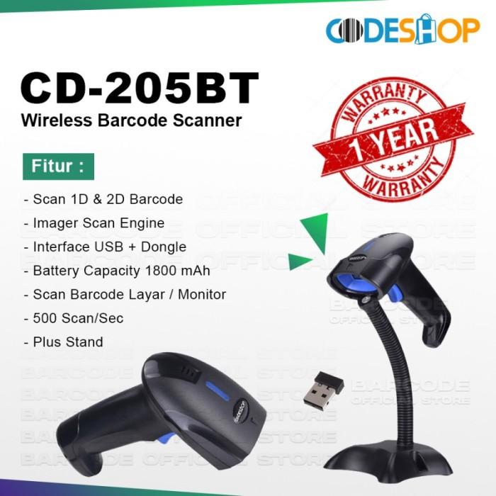 SCANNER BARCODE CODESHOP CD-205BT SCANNER WIRELESS 2D DONGLE 2.4 GHZ ...