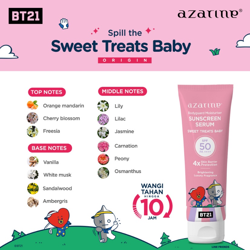 AZARINE x BT21 Body Guard Moisturizer SUNSCREEN SERUM SPF50 PA ...