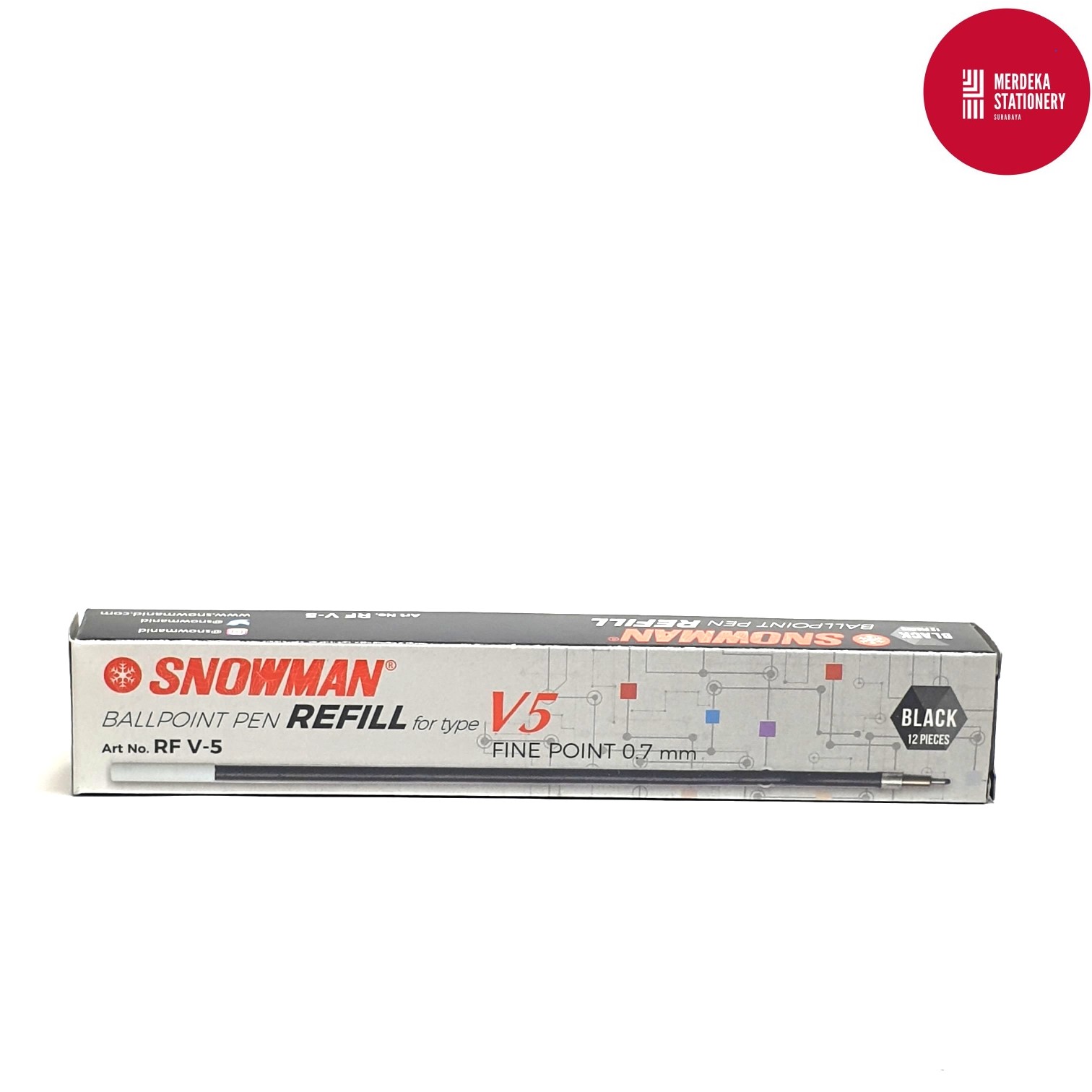 (ISI 12)Refill/Isi/Tinta Pulpen/Bolpen/Ballpoint Snowman V5(HITAM/BIRU ...