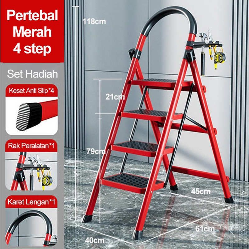 3-6 Step Tangga Rumah Lipat Tangga Besi Lipat Household Steel Ladder ...