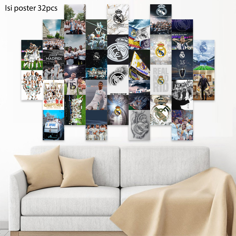 (isi 16-32pcs) poster dinding aesthetic tema real madrid desain premium ...