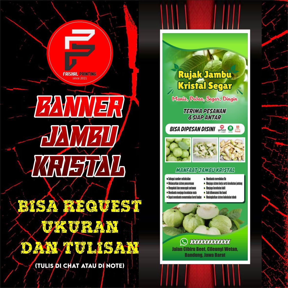 Banner Jambu Kristal / Spanduk Rujak Jambu Kristal ukuran 60 x 160 cm ...