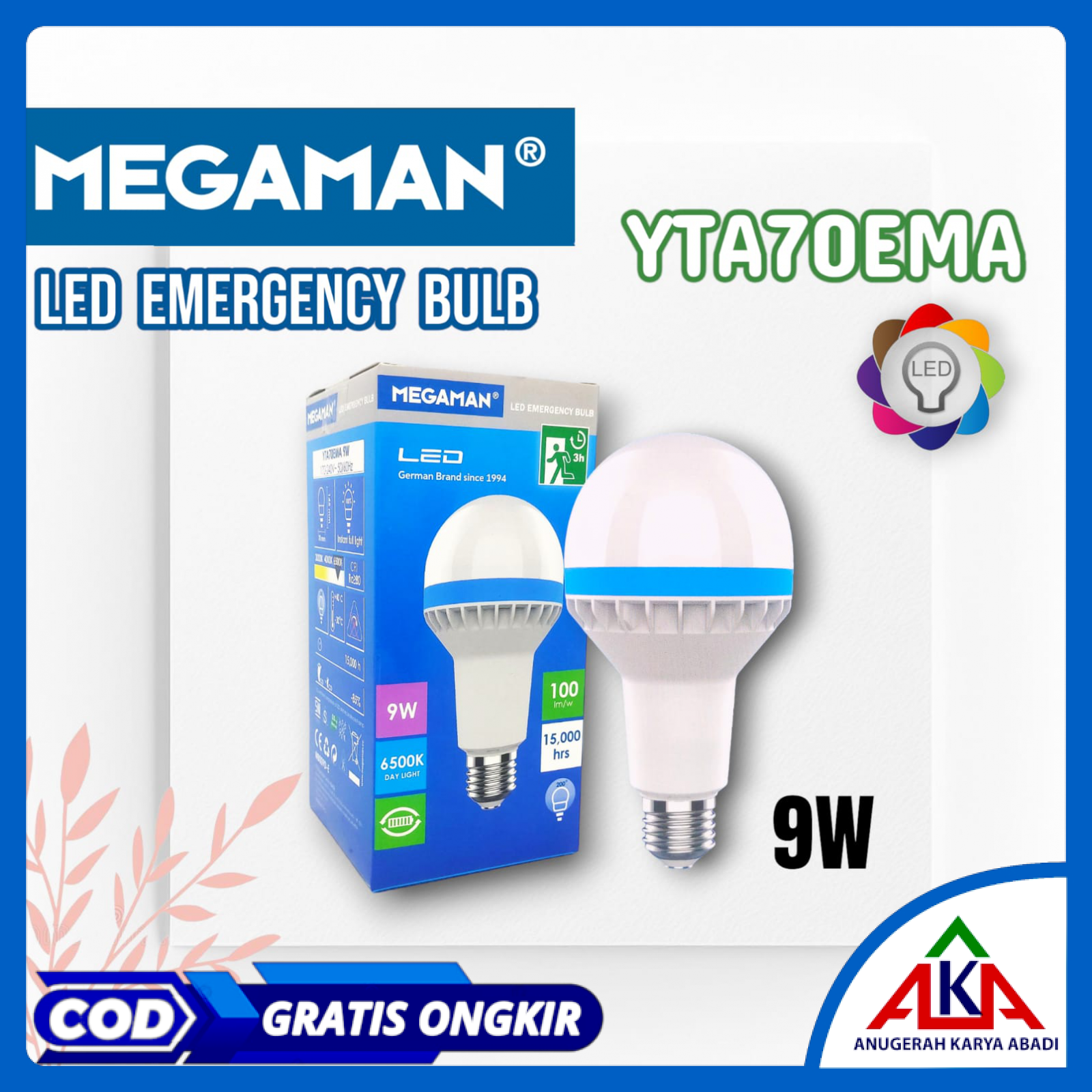 Bohlam MEGAMAN MAGIC Lampu LED Emergency Bulb 9 / 12 Watt Rechargeable ...