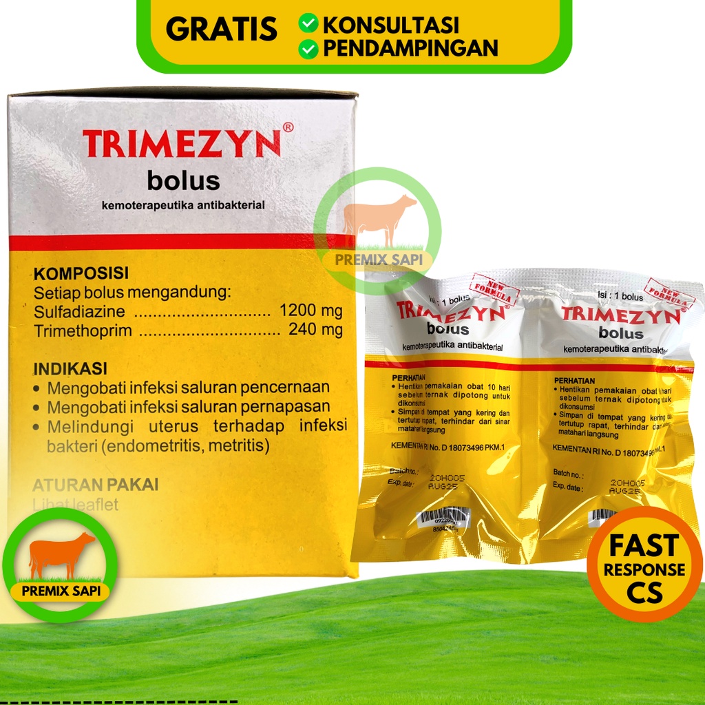 TRIMEZYN BOLUS 1 BOX - Obat pernafasan dan pencernaan diare mencret ...