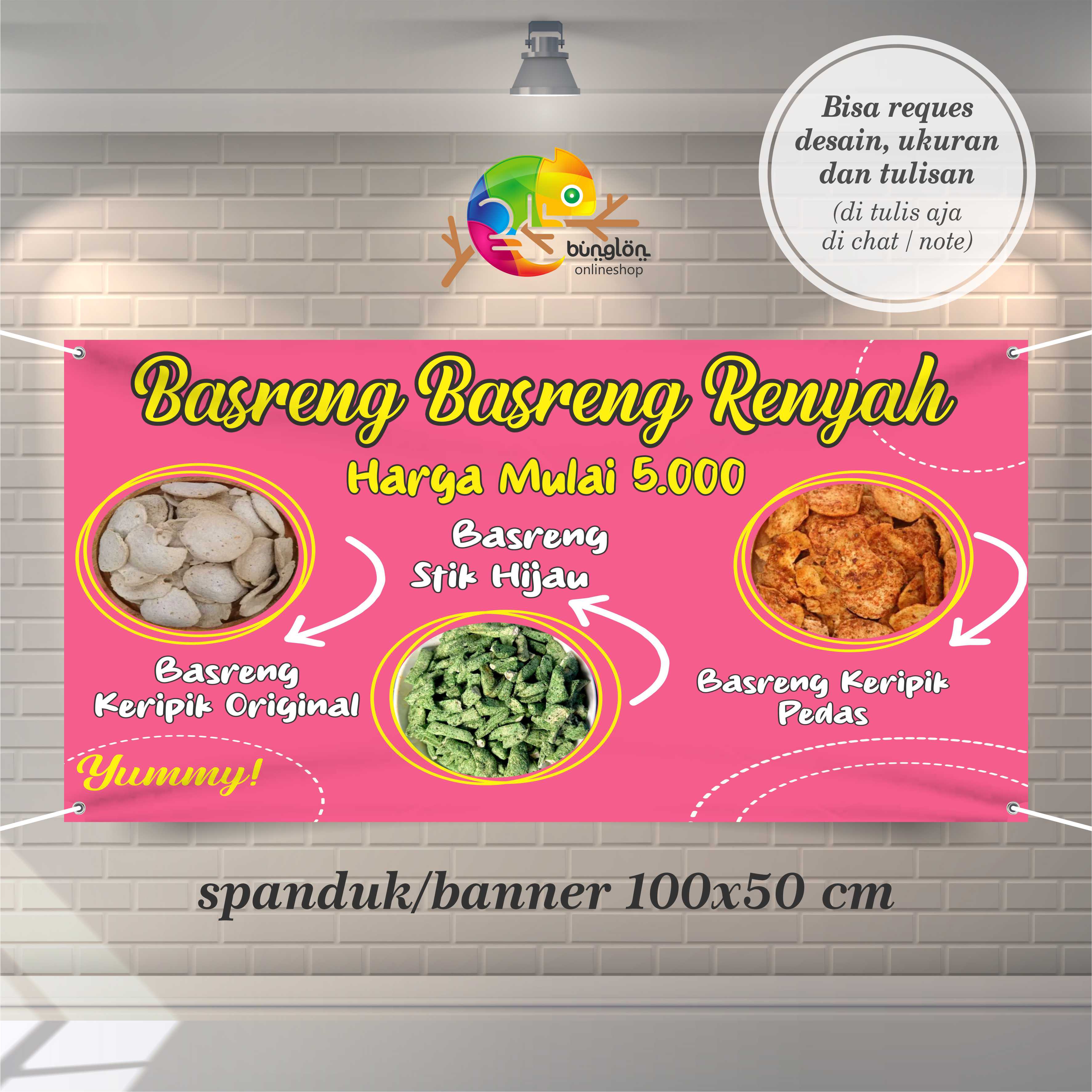 Cetak Spanduk Banner Basreng Renyah Model Pink | Lazada Indonesia