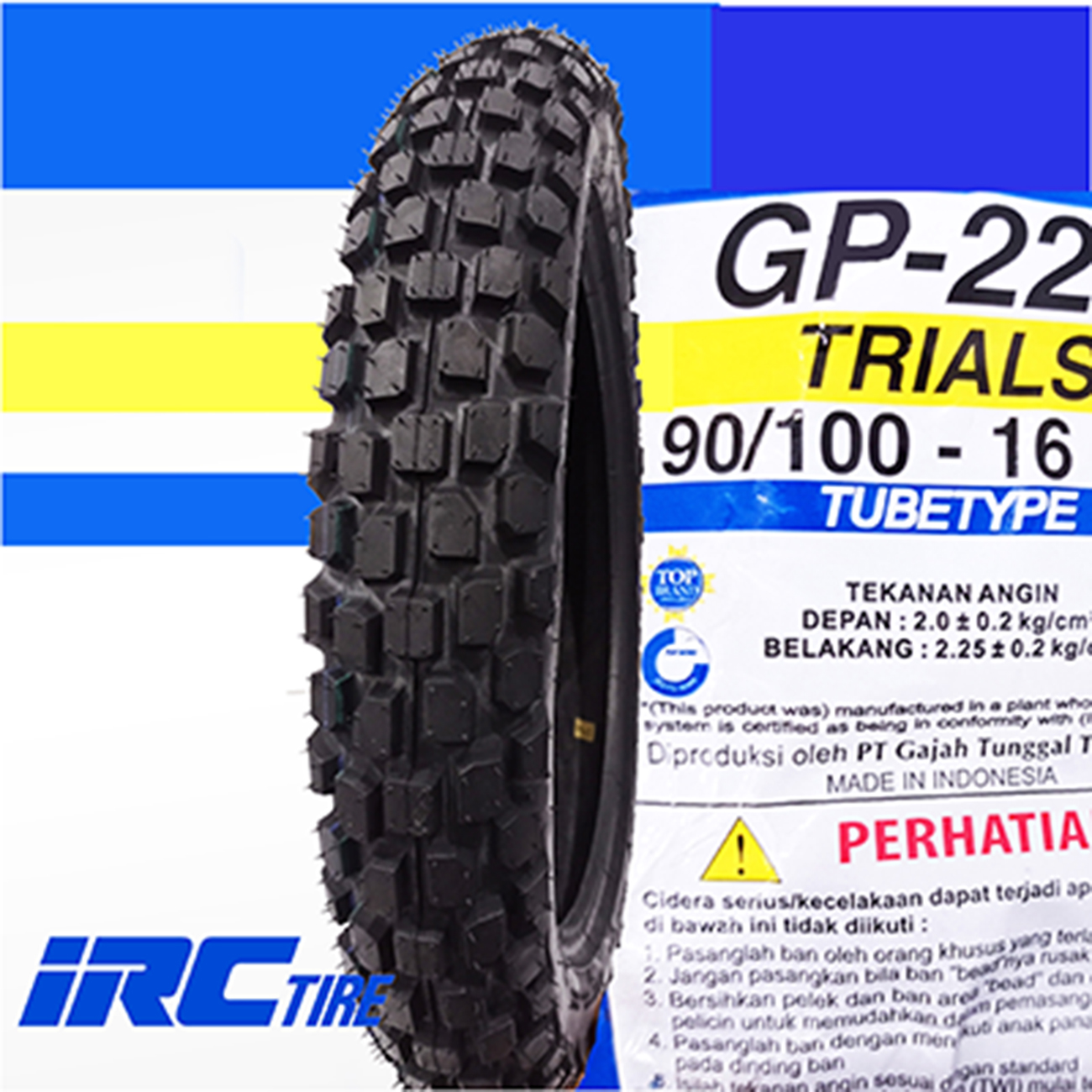 BAN LUAR MOTOR 90/100-16 IRC GP-22 TUBETYPE | Lazada Indonesia