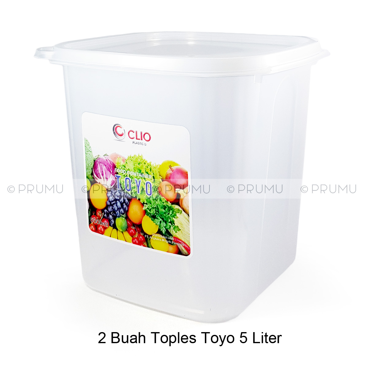 2 Toples Plastik 5 Liter - Toples Plastik Bening - Toples Kotak - Wadah ...