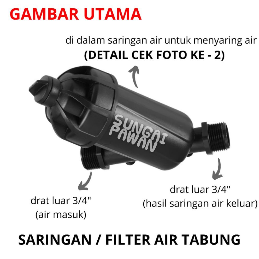 Tabung filter air drat luar 3/4" irigasi saringan air hidroponik kebun ...