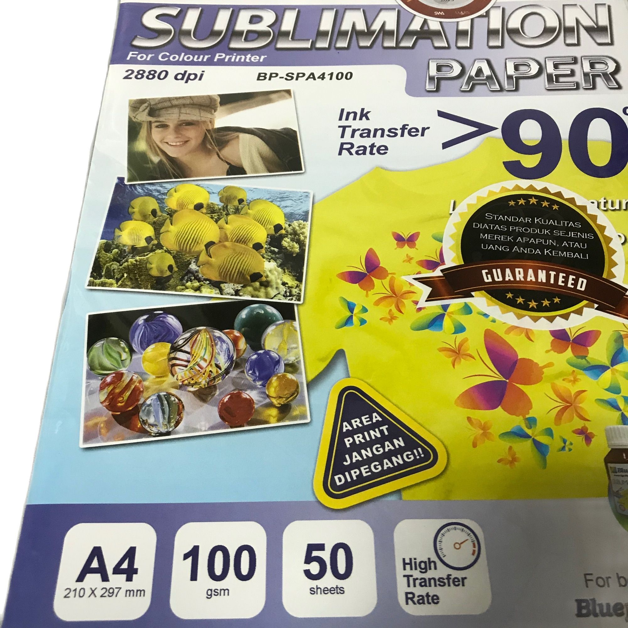 Kertas Sublim Transfer Sublimation Paper BluePrint A4 100Gsm 50Sheets ...