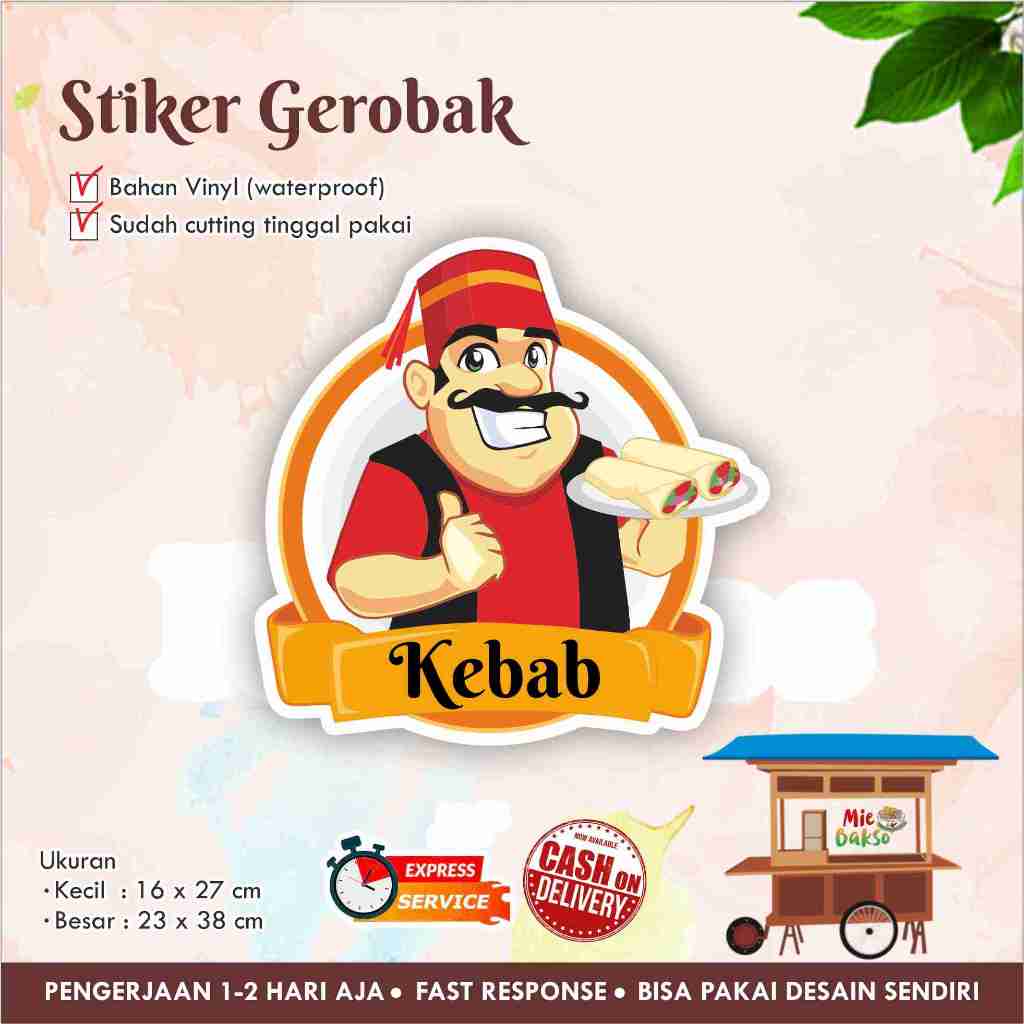 STIKER KACA GEROBAK VINYL KEBAB / LABEL MAKANAN | Lazada Indonesia