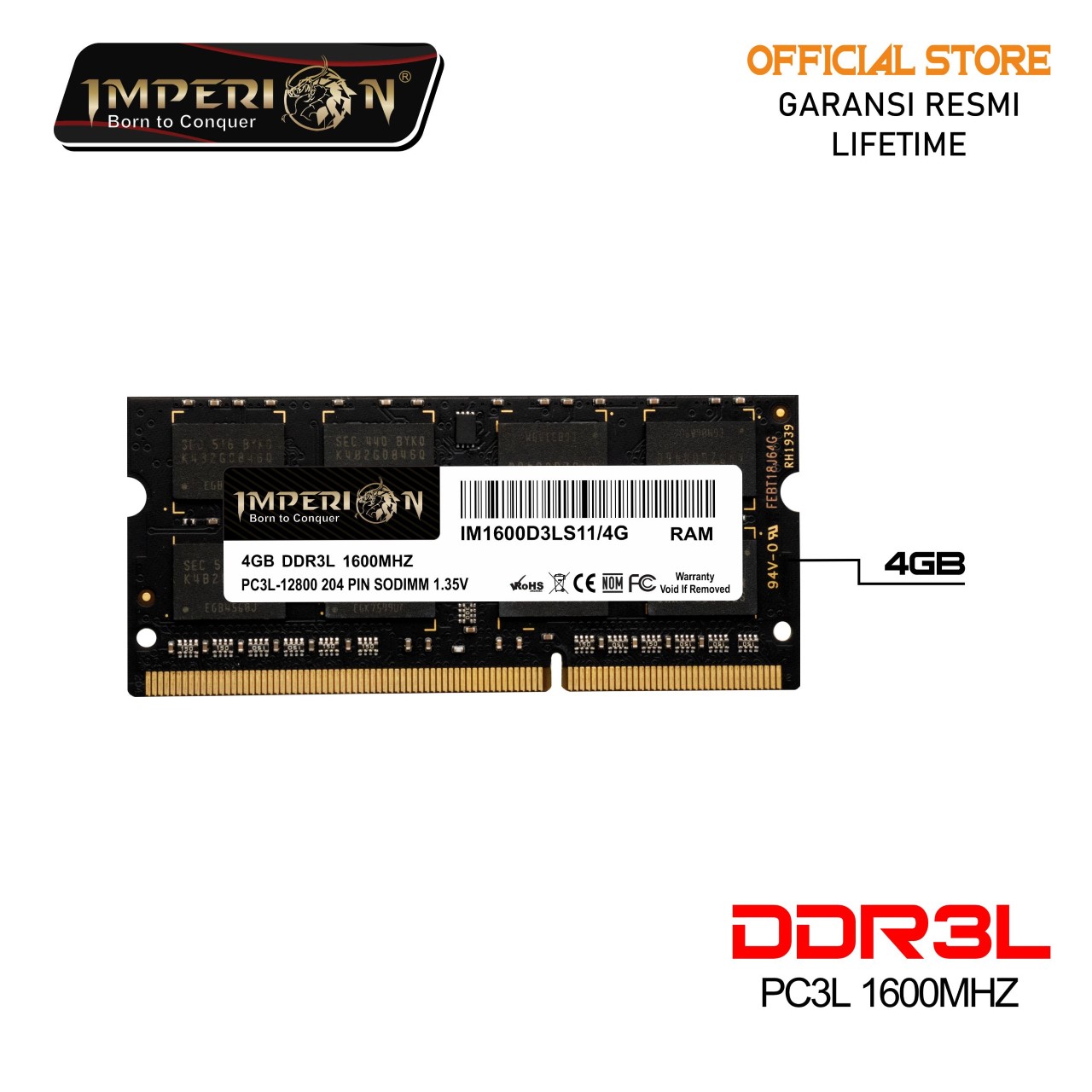 Ram Imperion Ddr3l 4gb 1600 Mhz Pc12800 Ram Laptop Sodimm 106