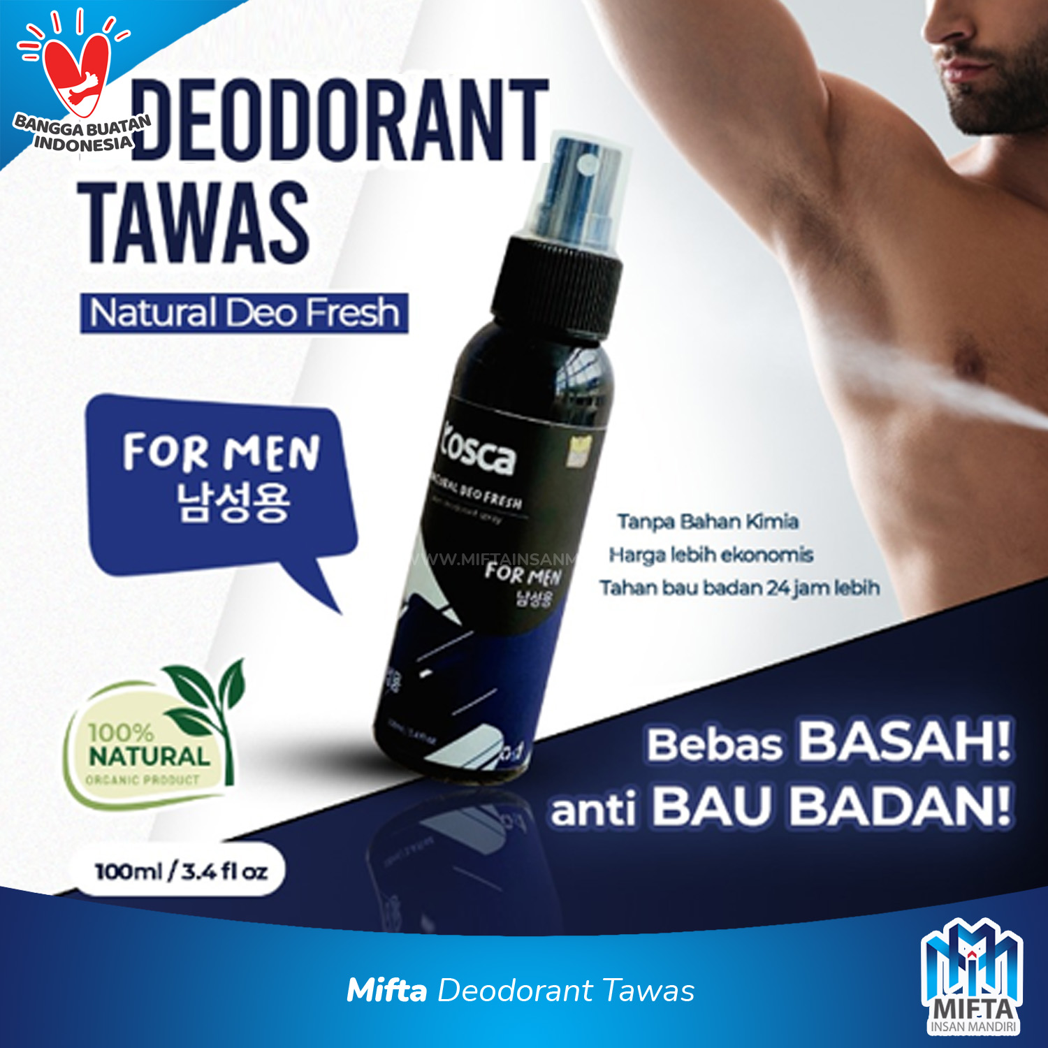 DEODORANT TAWAS / NATURAL DEO FRESH 100ML TOSCA / DEODORAN SPRAY TAWAS ...