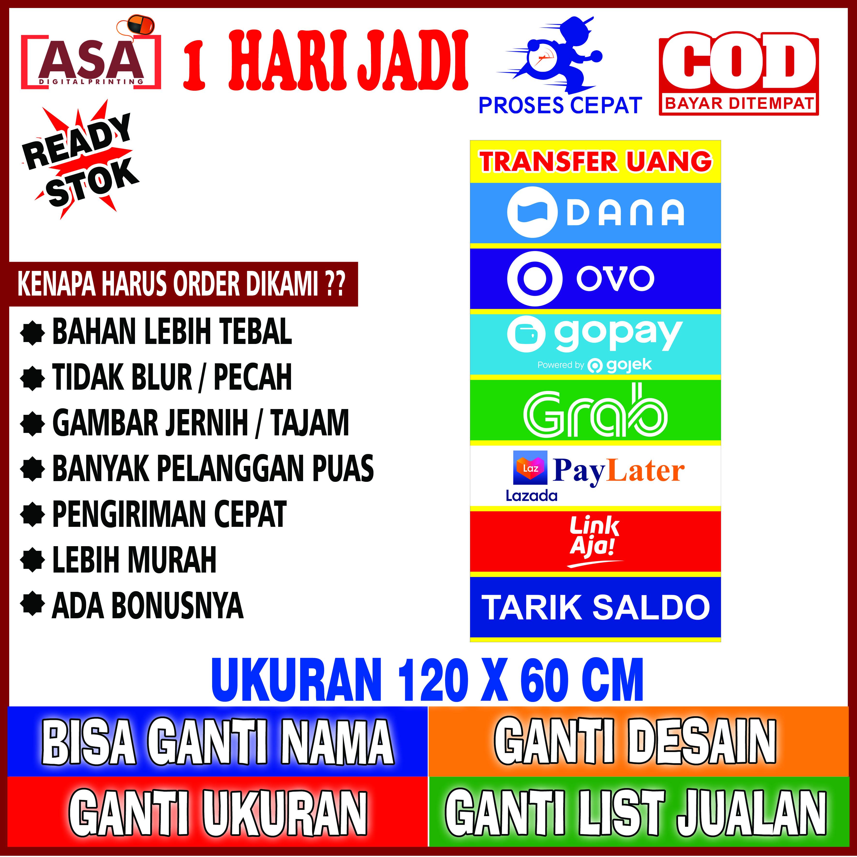 SPANDUK KONTER, BANNER KONTER UKURAN 120 X 60 BAHAN TEBAL DAN TAHAN AIR ...