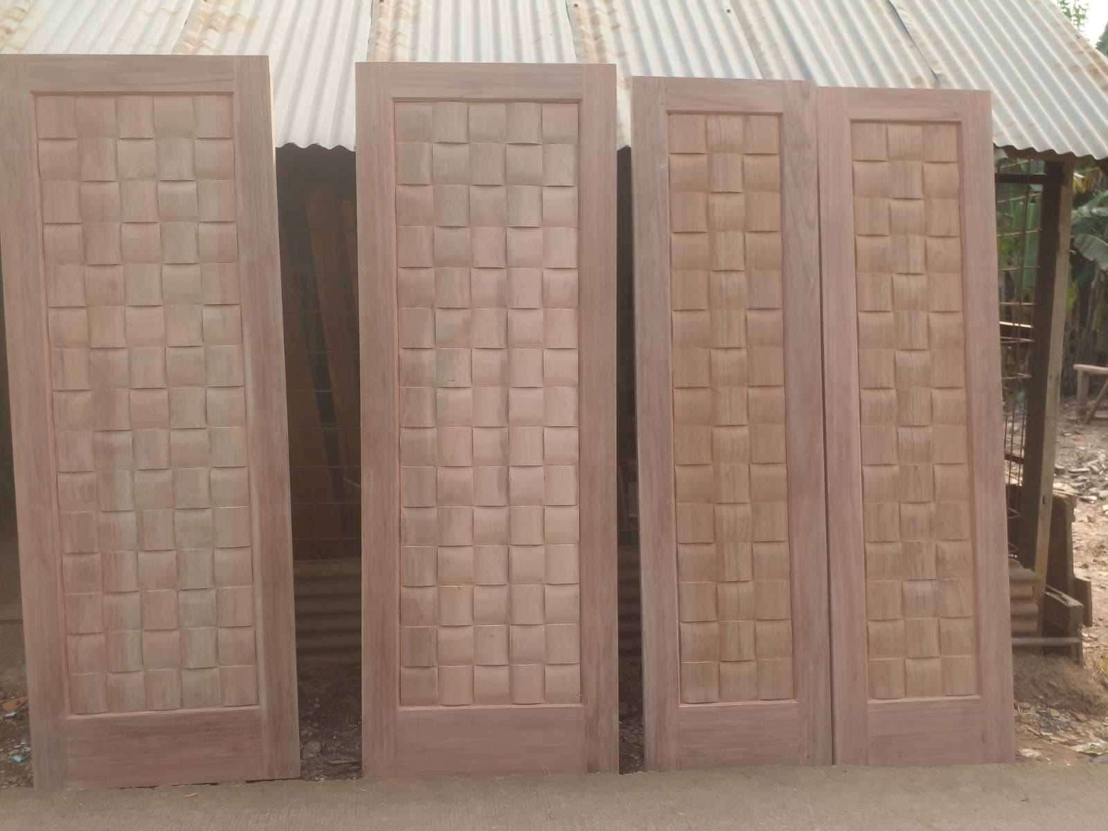 Daun pintu include kusen bahan kayu meranti ukuran standar motif anyam ...