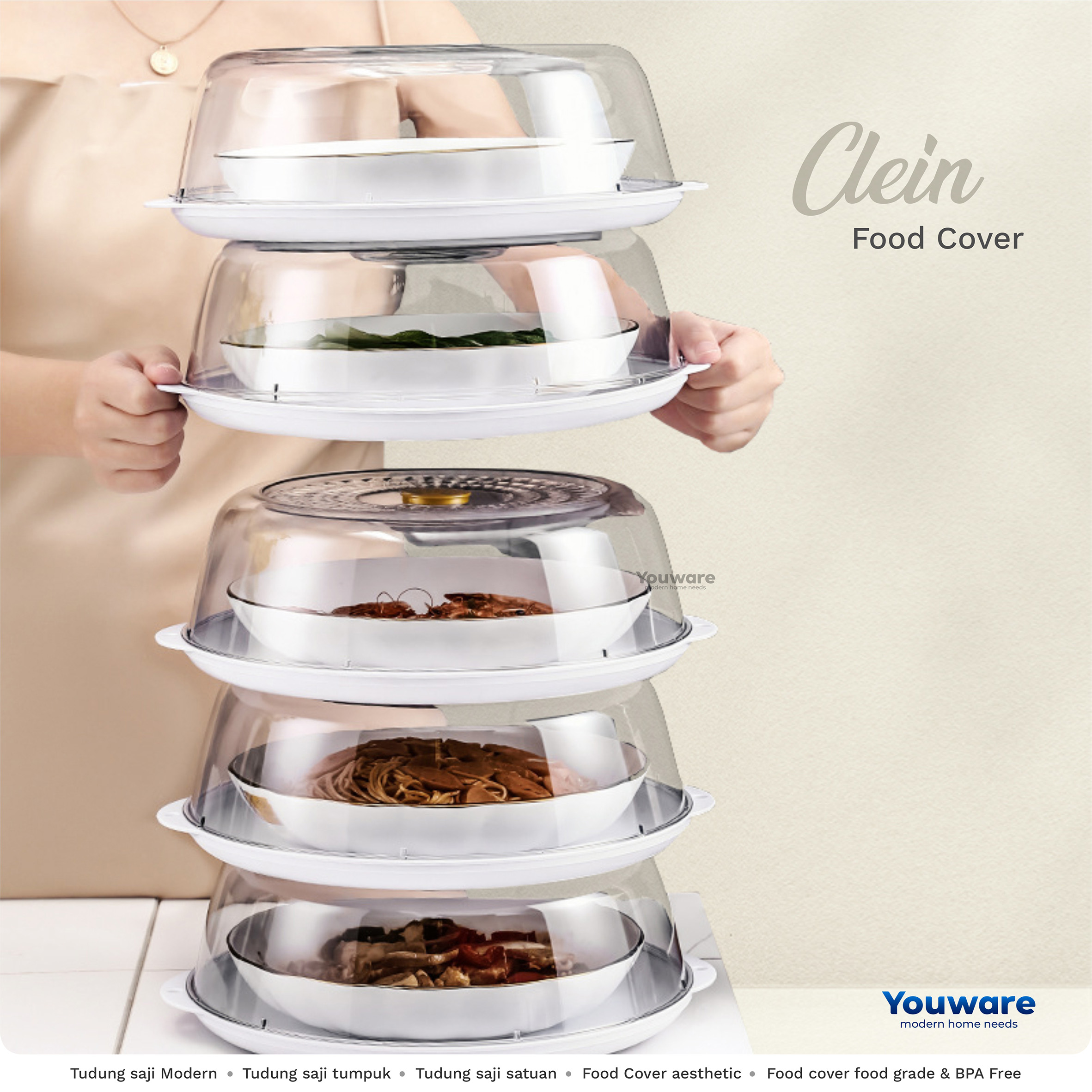 Food Cover Stacking Rack Penutup Makanan Plastik Rak Makanan Susun ...