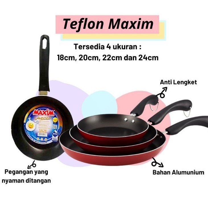 Teflon MAXIM Valentino Wajan Penggorengan Anti Lengket Wajan Teflon ...