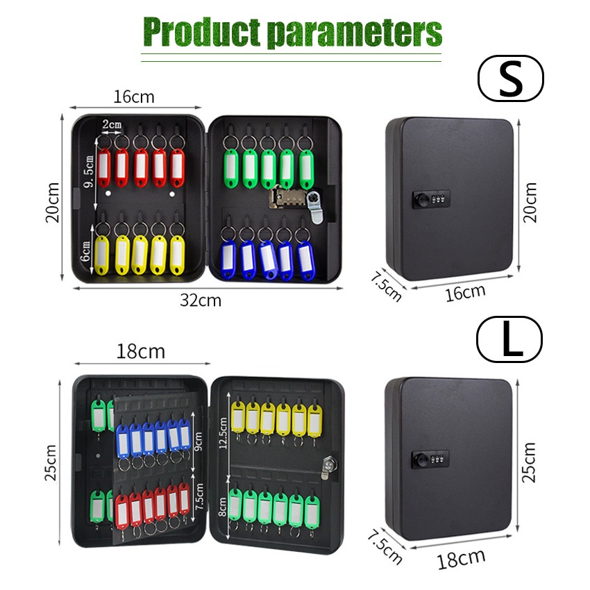 Safety Lock Tempat Kunci Dinding Box Gantungan Kunci Bahan Besi Hook 20 ...