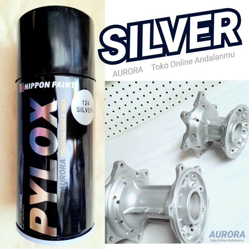 PYLOX SILVER 124 NIPPON PAINT 300ML cat semprot spray pilok pilox pylox ...