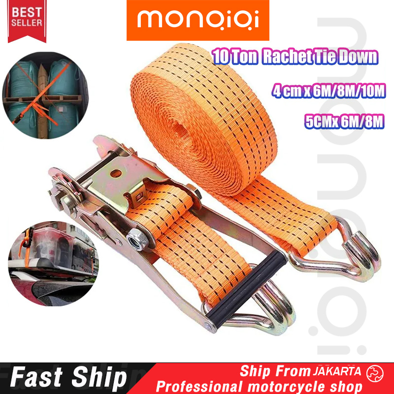 Monqiqi 10 Ton Tali Kecepatan Ratchet Tie Down 4 cm x 6M/8M/10M 5CMx 6M ...