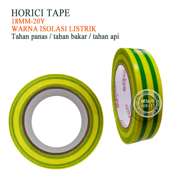 HORICI TAPE 18*20Y ISOLASI LISTRIK PVC HITAM/MERAH/KUNUNG/HIJAU/BIRU ...