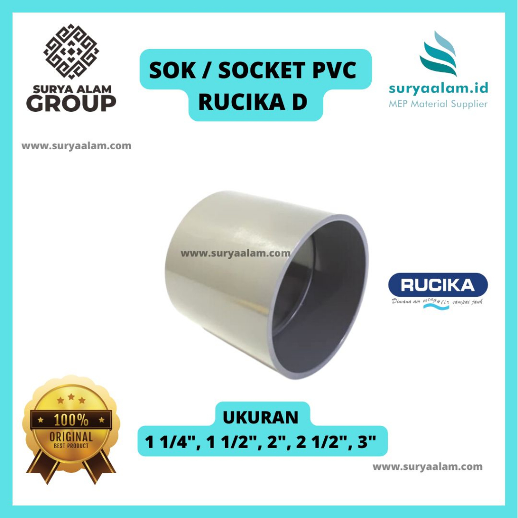 SOK / SOCKET D 1 1/4" RUCIKA | SOK D 1 1/2" | SAMBUNGAN PIPA PVC D | Lazada Indonesia