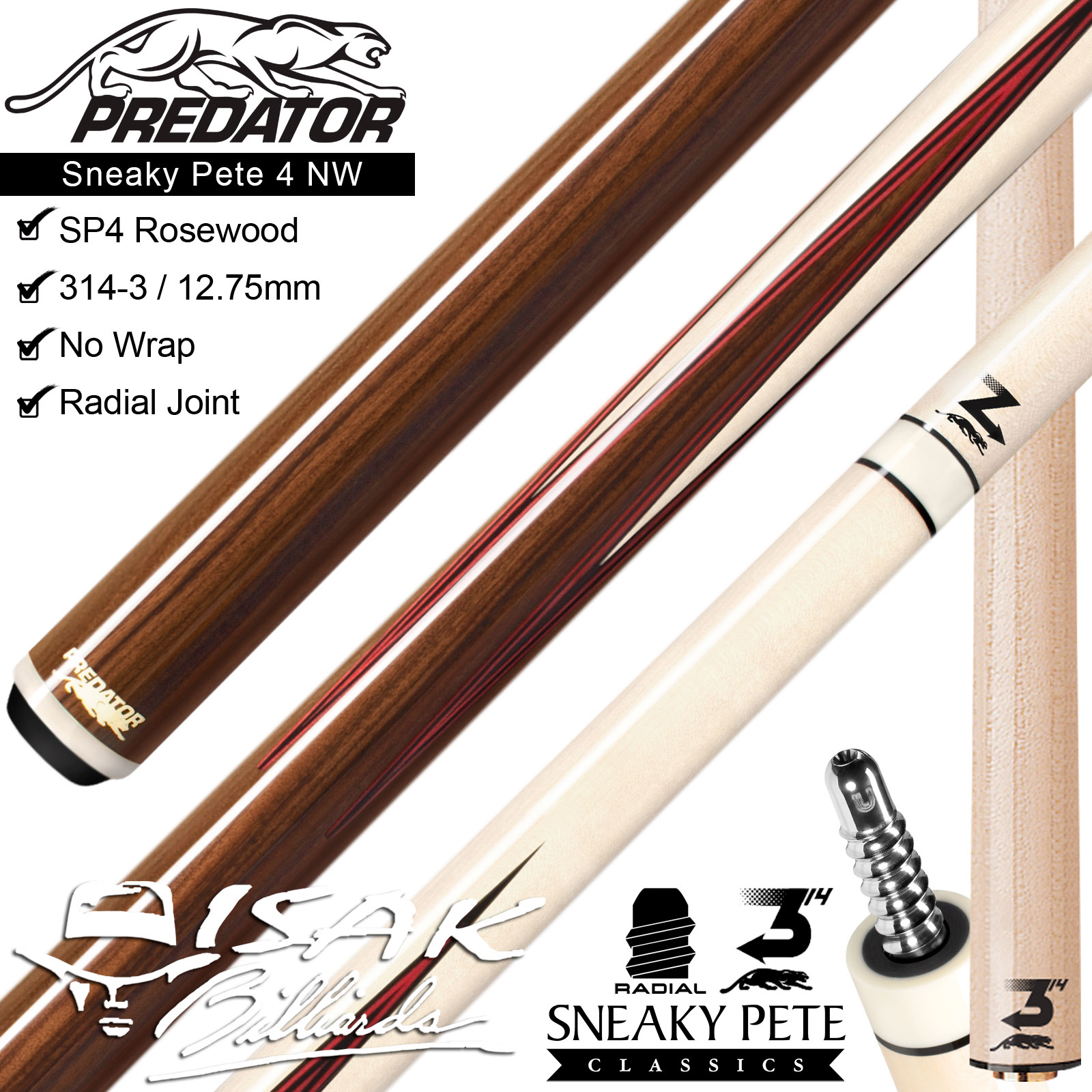 Predator SP4 Classic NW Rosewood Cue | Radial Sneaky Pete Stick Billiard Low Deflection | Lazada ...