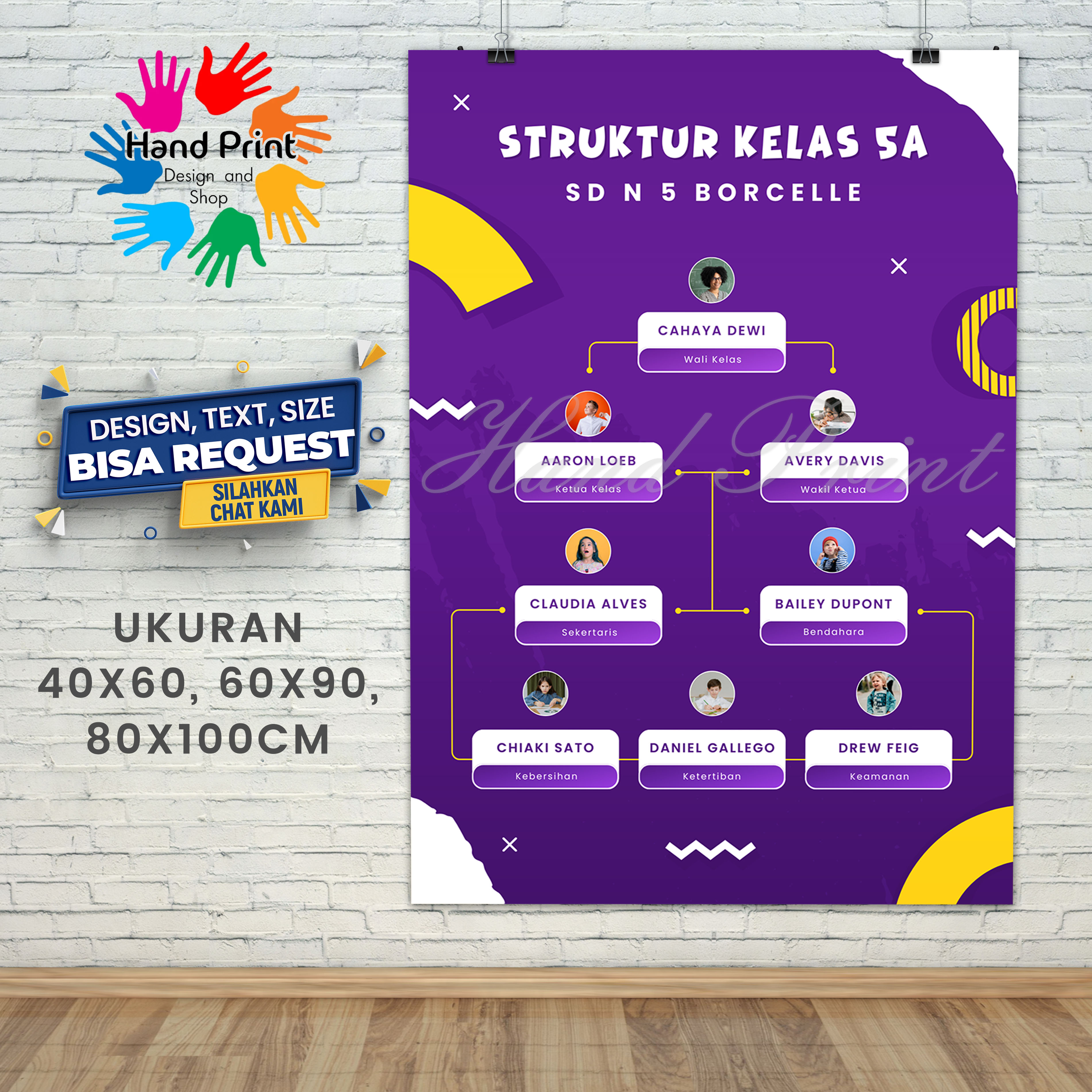 Spanduk Banner MMT Struktur Organisasi Kelas Susunan Pengurus Kelas ...