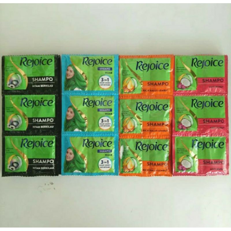 Rejoice Shampo 12 Sachet Hijab Rich Halus Lembut Serum Segar Anti Ketombe Hitam Berkilau Anti ...