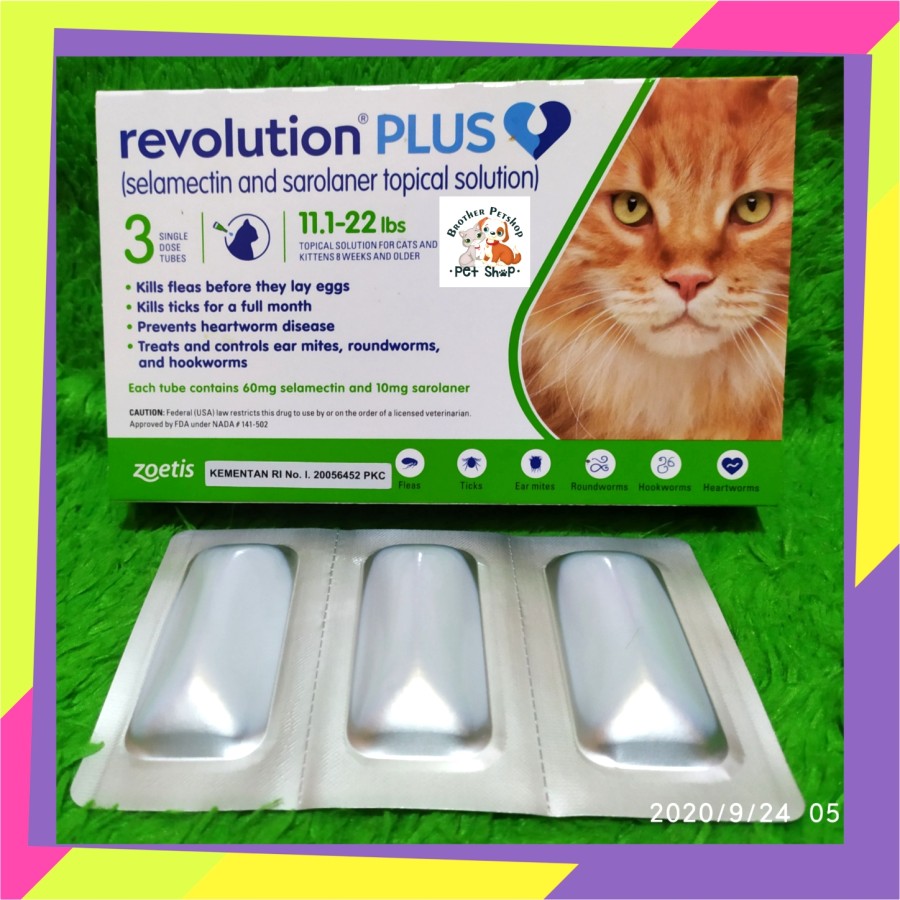 Revolution Cat Plus 5-10kg 1 BOX / Revolution Cat Adult / Obat Kutu ...