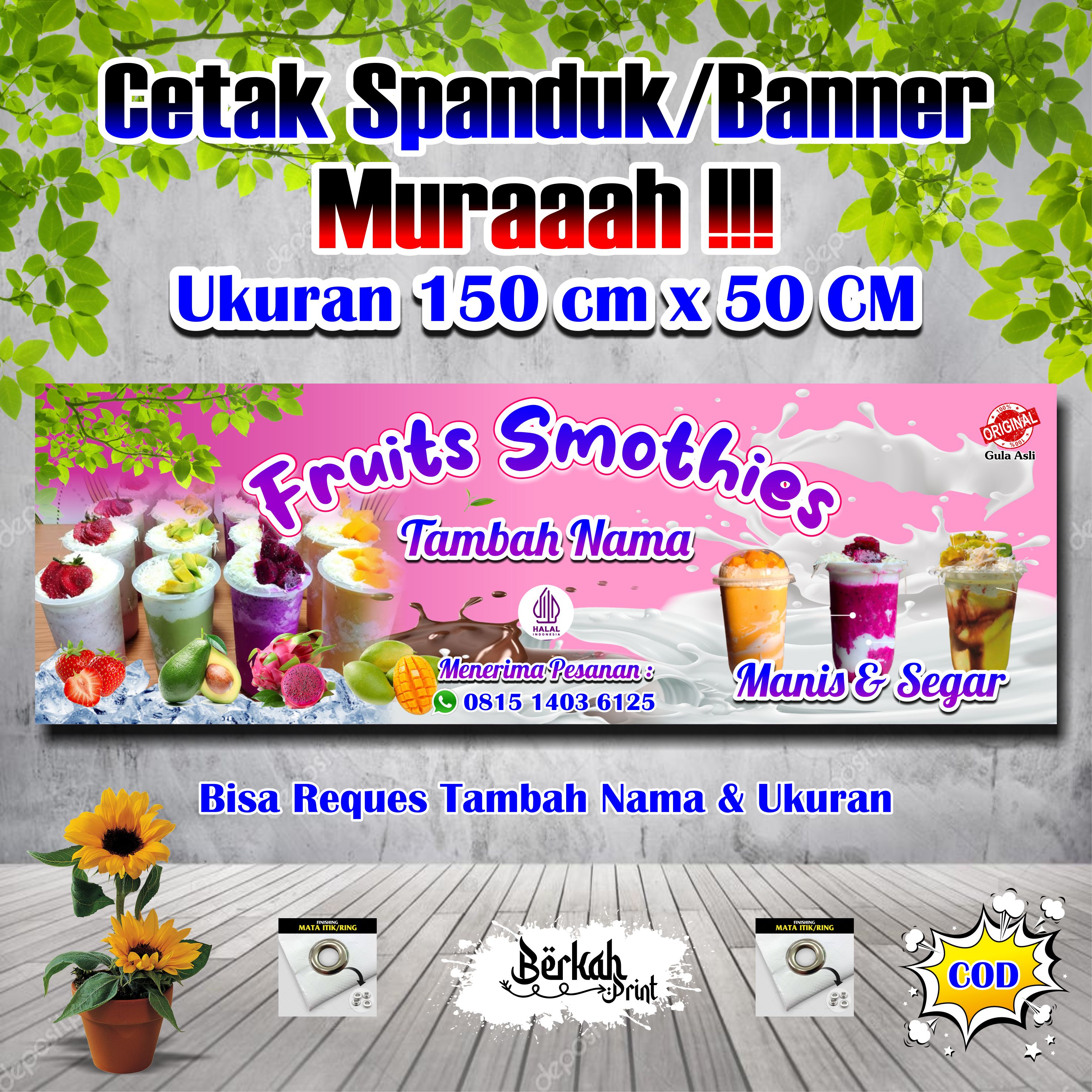 Spanduk Banner Smoothies Ukuran 150 cm x 50 cm | Lazada Indonesia