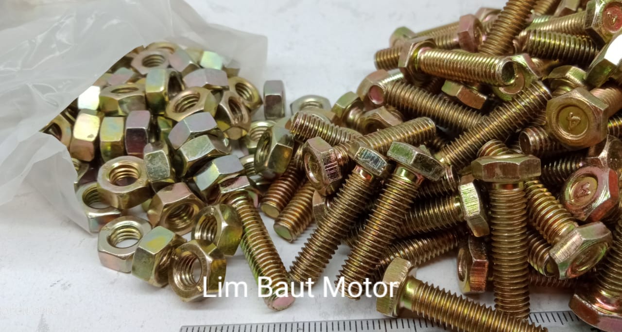 Lim Baut Motor baut mur 10 kuning BMK 6x25mm (100 pcs) | Lazada Indonesia