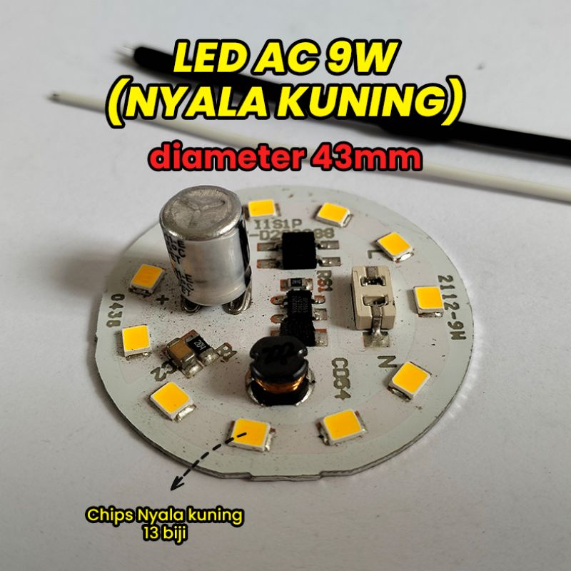 PCB LED AC Nyala Kuning watt lengkap 5 9 12 30 40------ Lancar Jaya Led ...