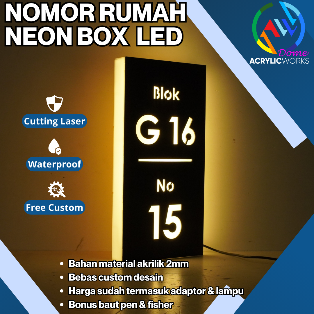 Nomor Rumah LED Neon Box Akrilik Papan Nama Akrilik LED | Lazada Indonesia