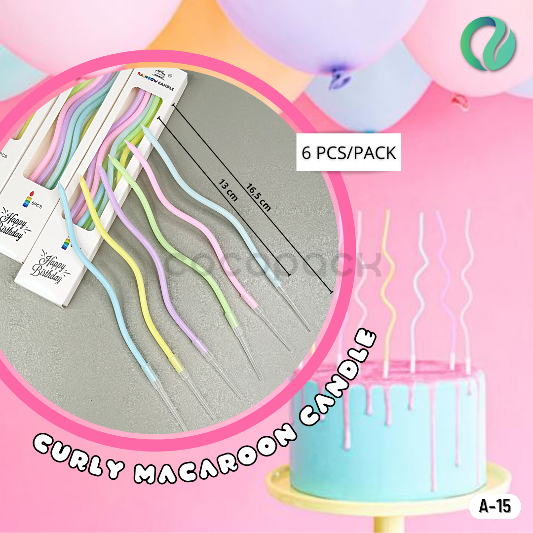 Lilin Ulir Ultah Happy Birthday Candle Stick Pastel Macaroon Curly ...