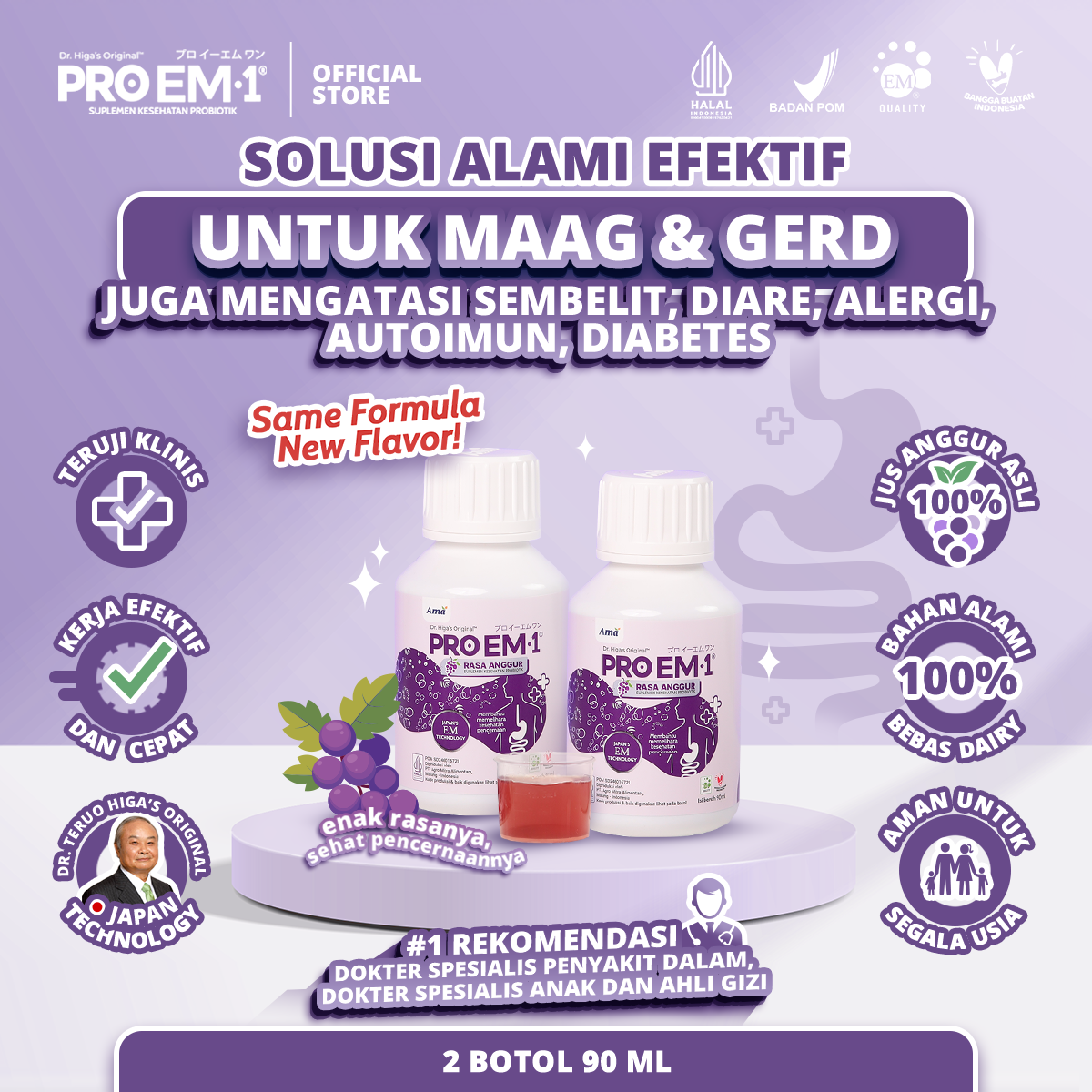 Probiotik PROEM1 Rasa Anggur |Anak |Dewasa Bundling 2 Botol 90ml ...