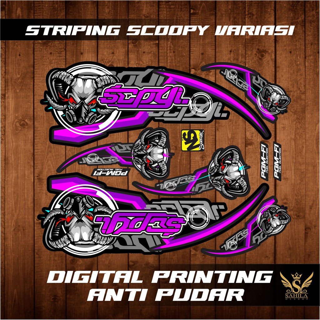 COD STICKER STRIPING SCOOPY UNGU MASK 02 | Lazada Indonesia