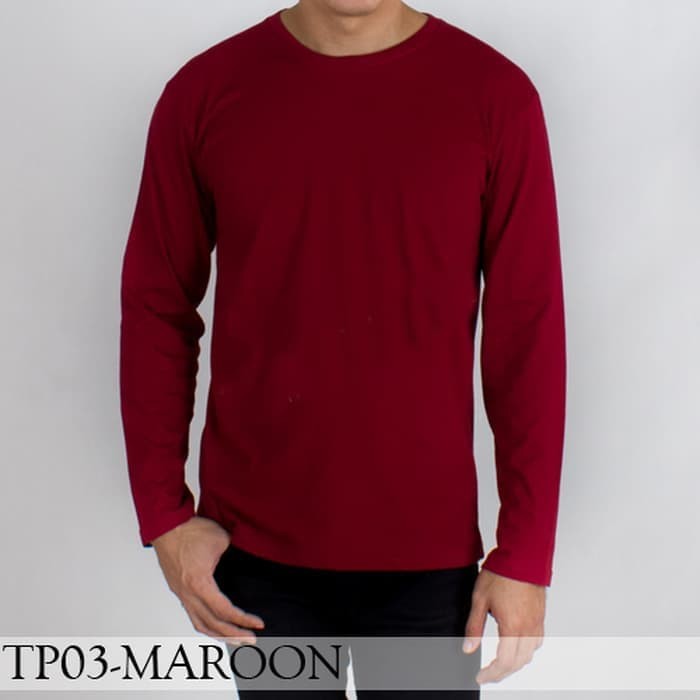 ( BISA COD ) kaos polos panjang maroon - kaos polos maroon - polos ...