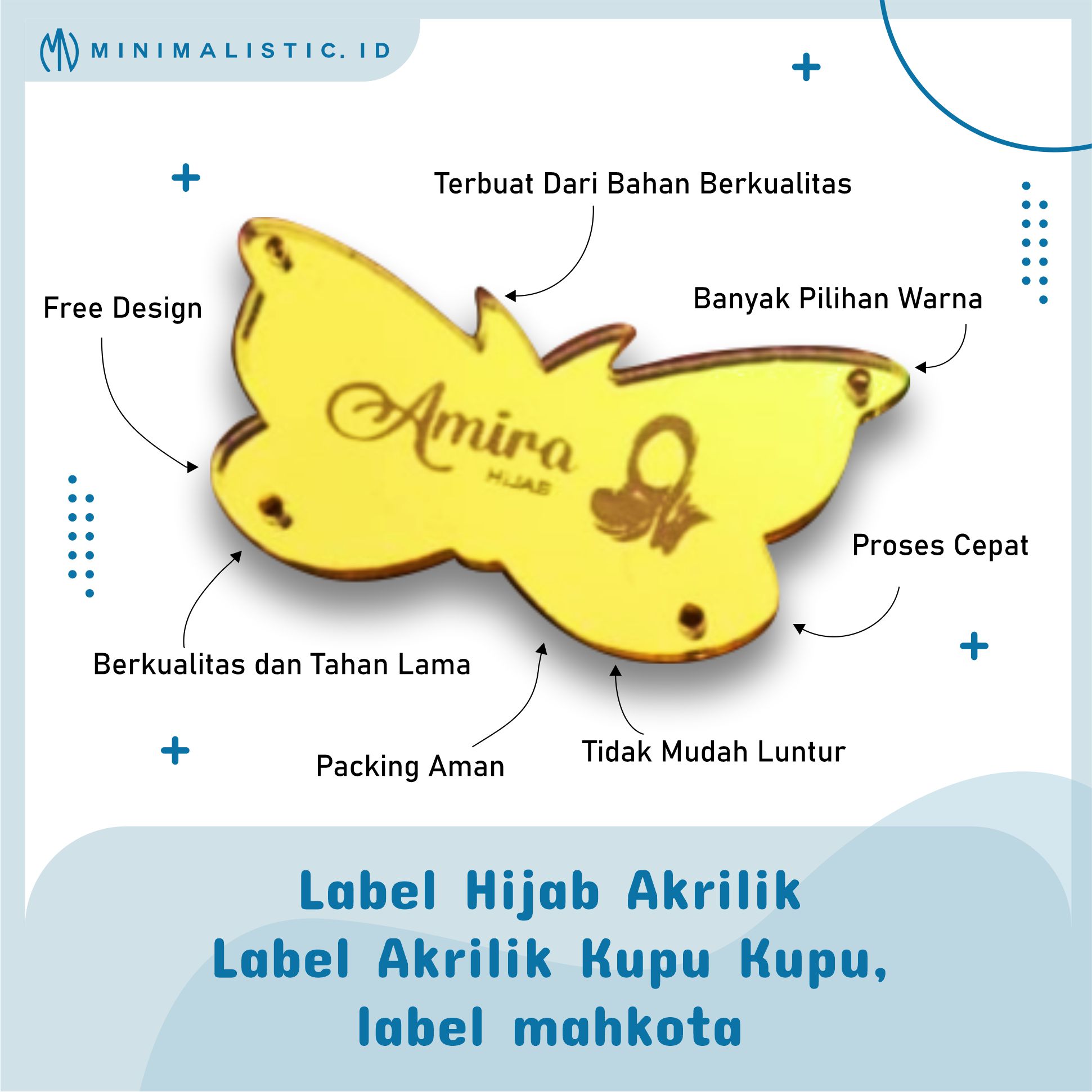 Label Hijab Akrilik Label Akrilik Bentuk Kupu Kupu, label mahkota ...