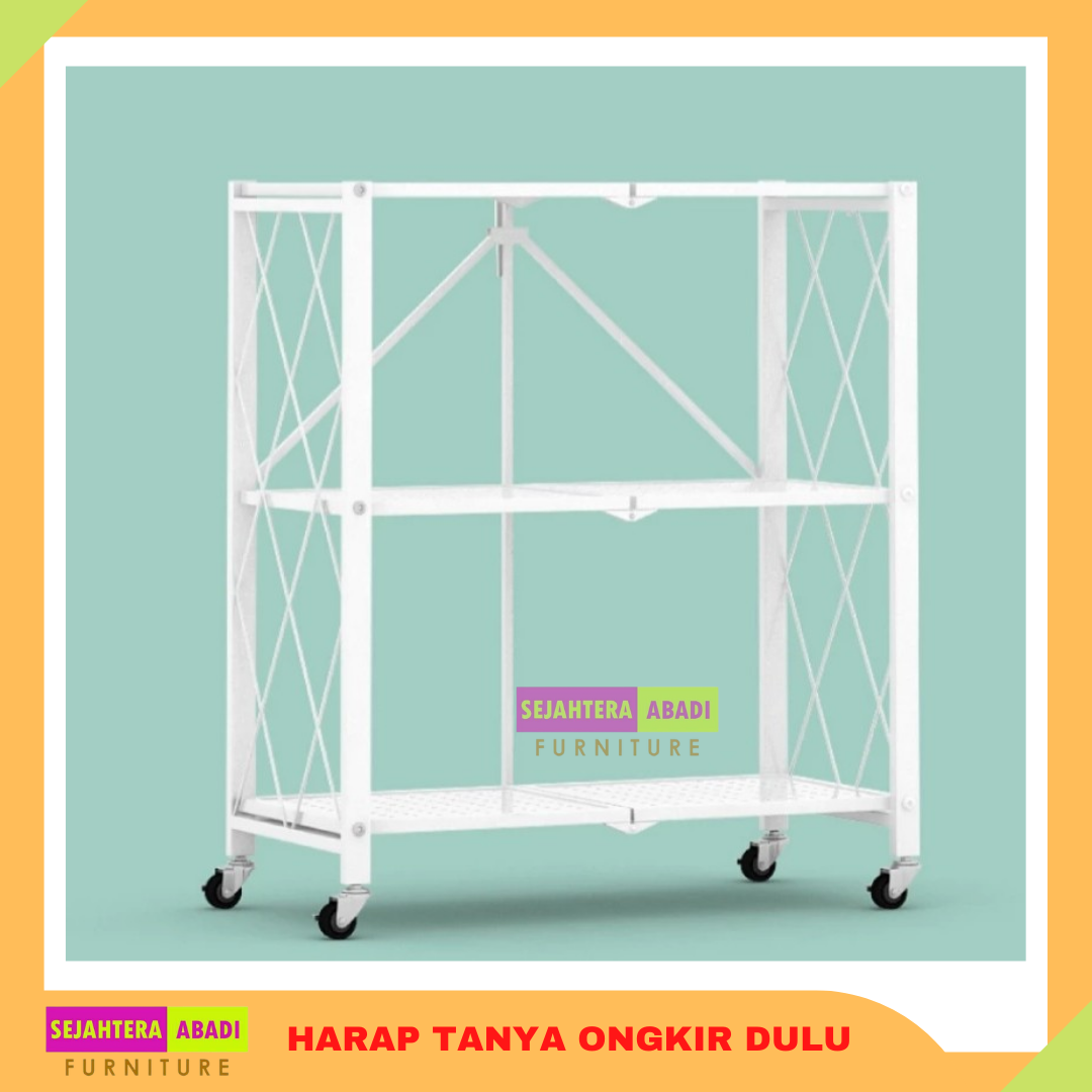 rak besi, rak besi lipat 3 susun, rak serba guna, rak dapur falto 3x1 ...
