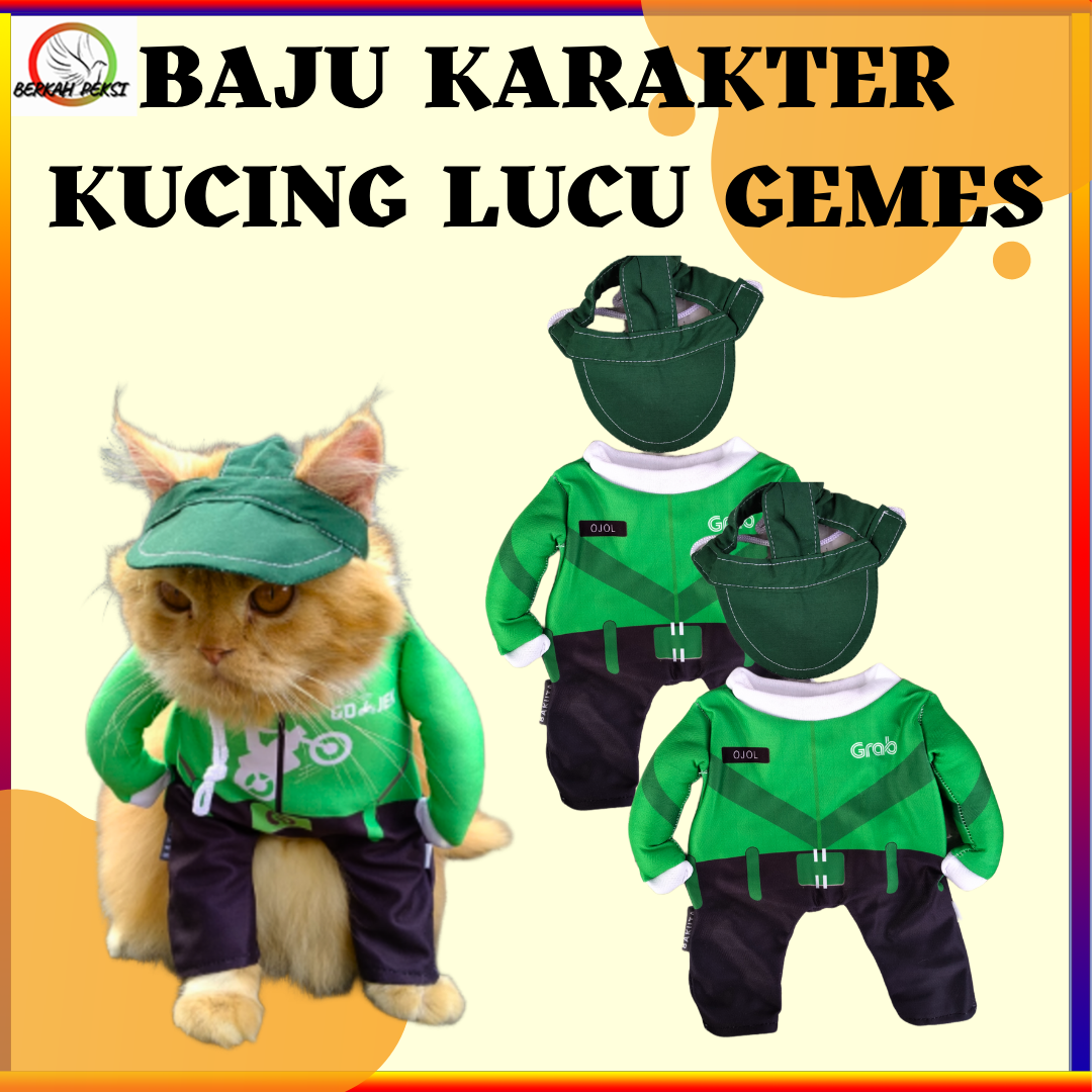 BAJU KUCING KARAKTER GRAB GOJEK LUCU GEMES | Lazada Indonesia