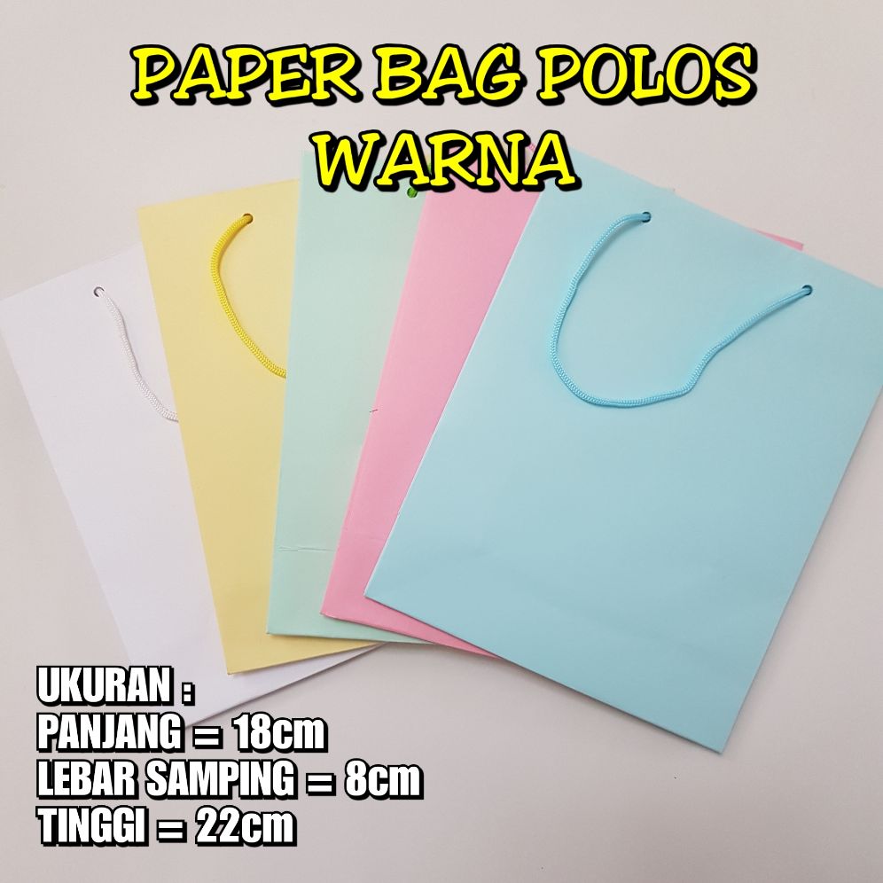 20pcs / Uk. 18x8x22 / Paper Bag Warna / Paper Bag Polos / Paper Bag ...