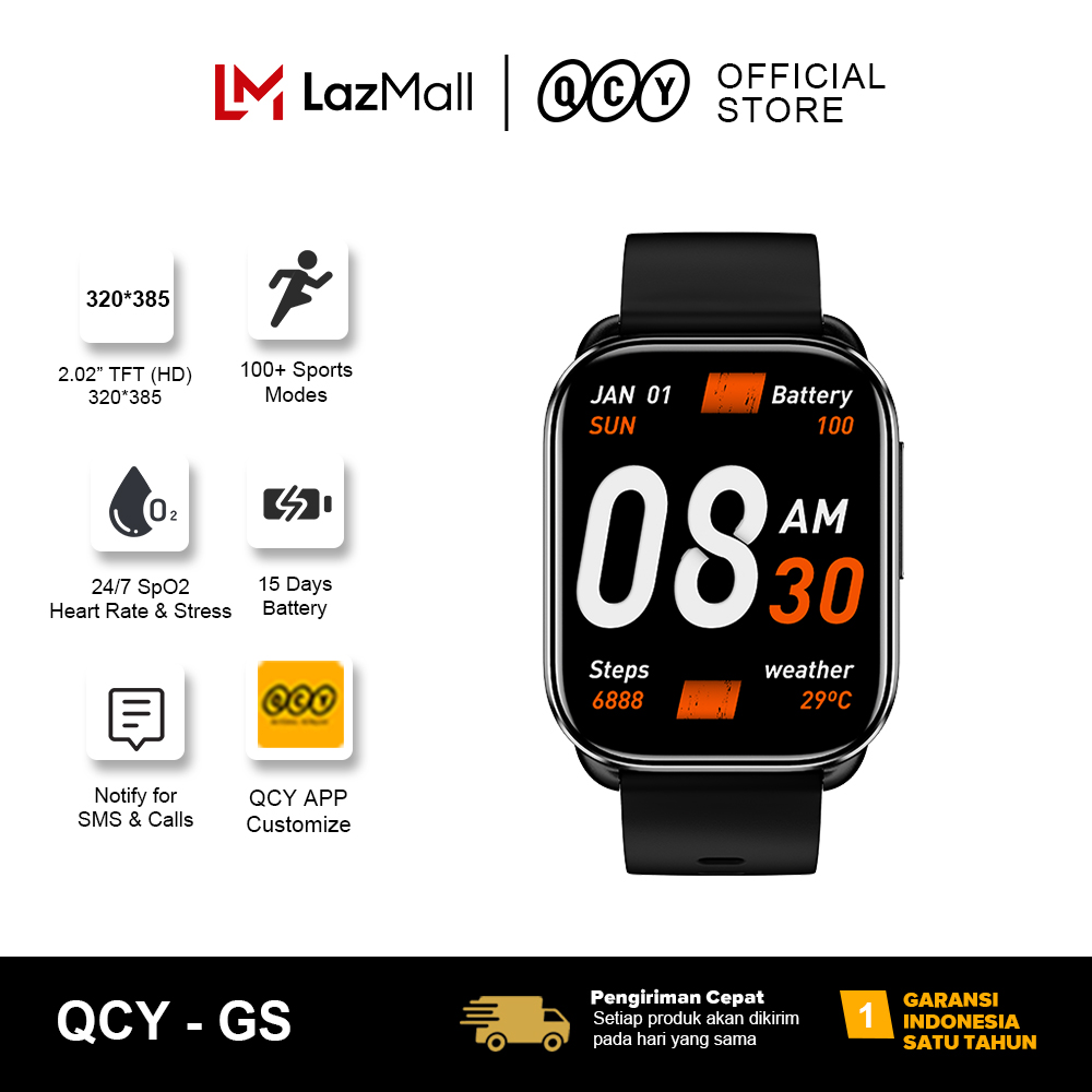 Smartwatch QCY 2.02-inch HD display GS | Lazada Indonesia