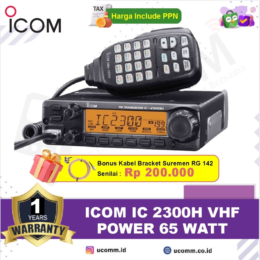 Radio RIG Icom IC-2300H IC 2300 H VHF 65 Watt Transceiver Original Garansi Resmi 1 Tahun ...