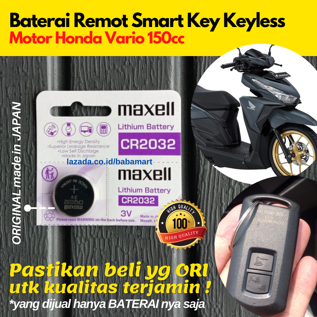 BATERAI REMOT MOTOR HONDA VARIO 150 SMARTKEY KEYLESS REMOTE ALARM KUNCI ...