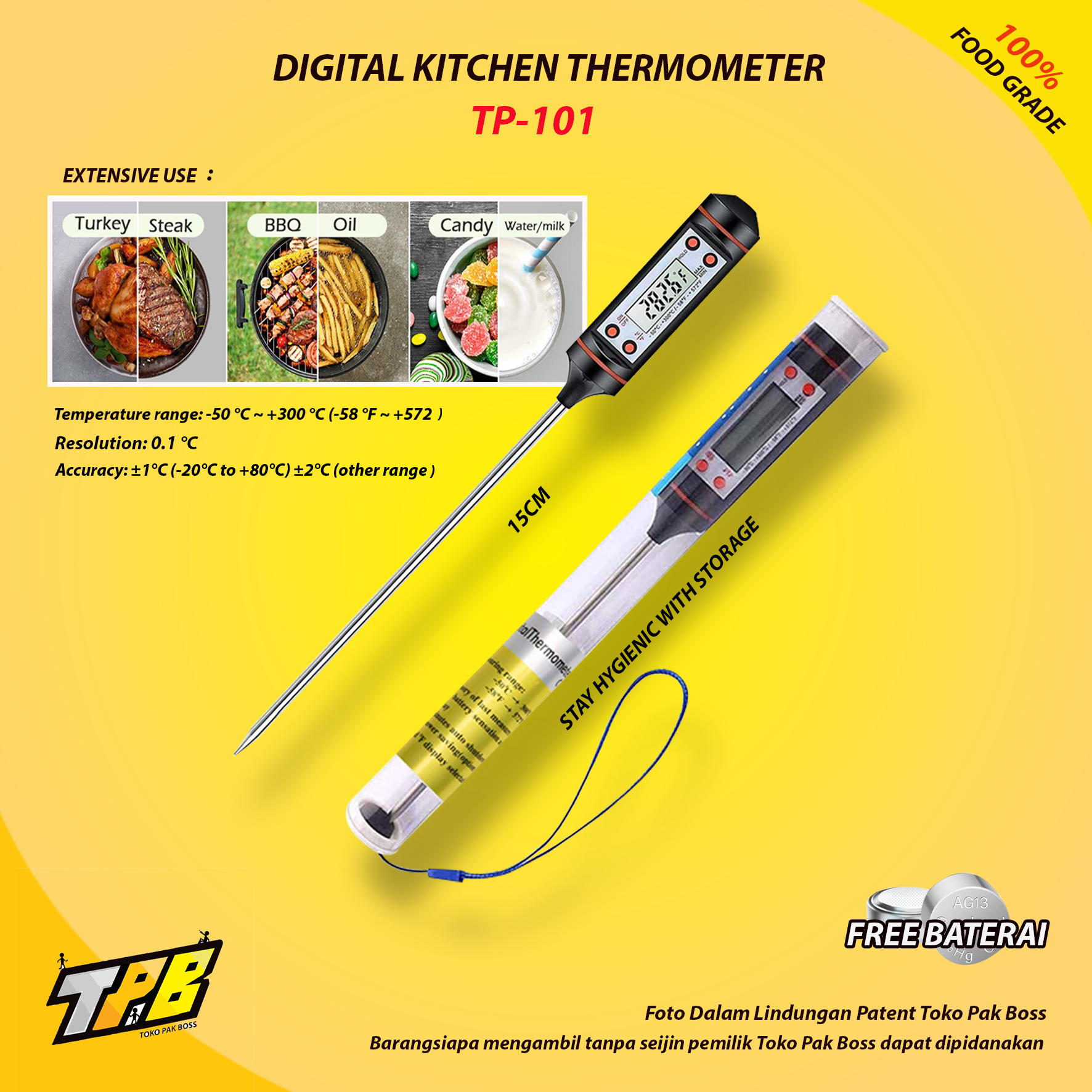 Thermometer Masak Digital Dapur Oven Microwave 15cm Alat ukur Suhu ...