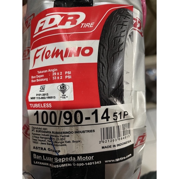 FDR Tubeless Ban Luar Motor Flemino 100 90 14 Matic Honda Beat Vario ...