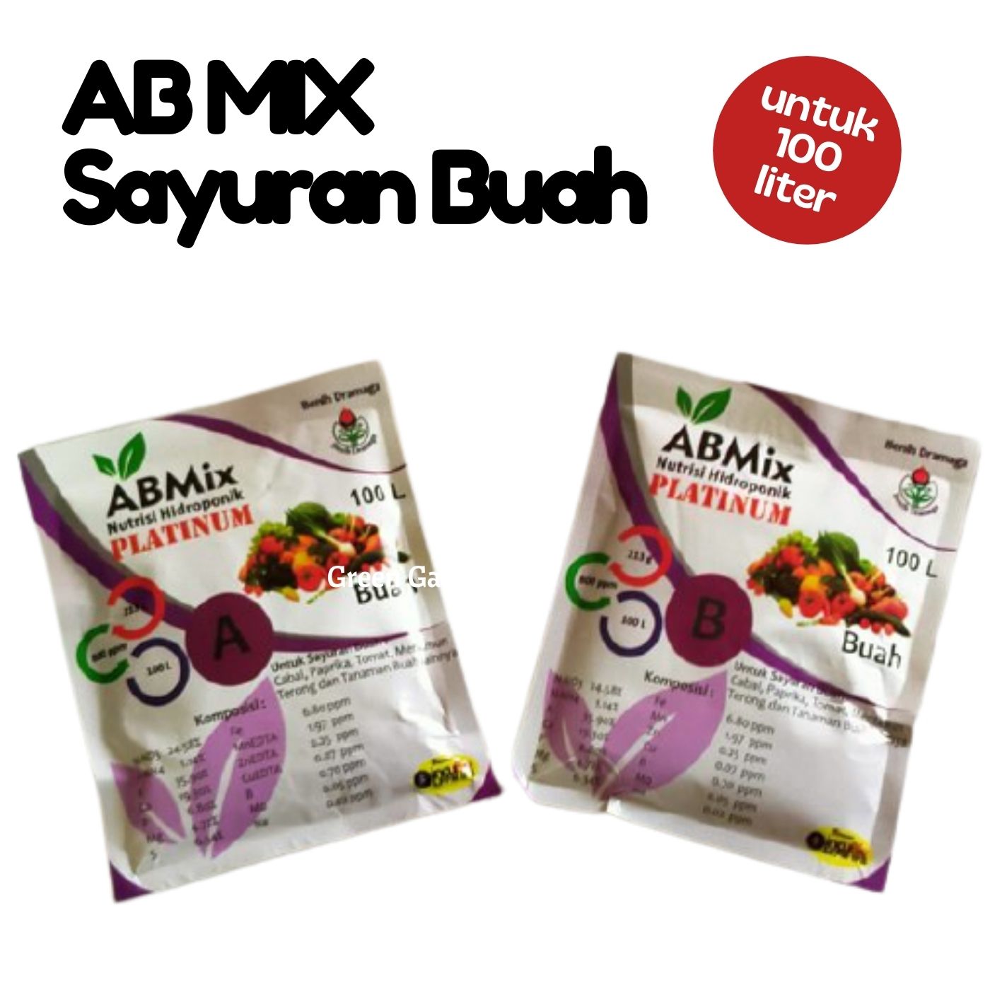 Pupuk/Nutrisi AB MIX Sayuran Buah untuk 100L Larutan Siap Pakai ...