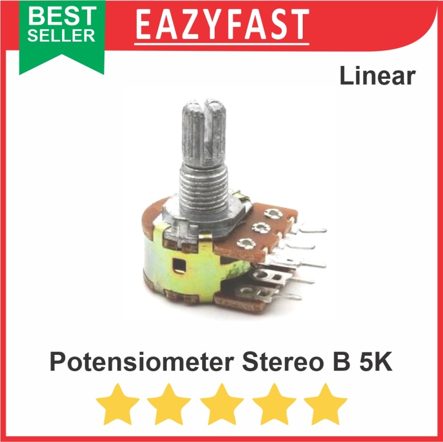 Potensiometer B 5K Stereo Linear B5K 5 K Ohm Potensio Potentio Meter ... Potensiometer B 5K Stereo Linear B5K 5 K Ohm Potensio Potentio Meter ...